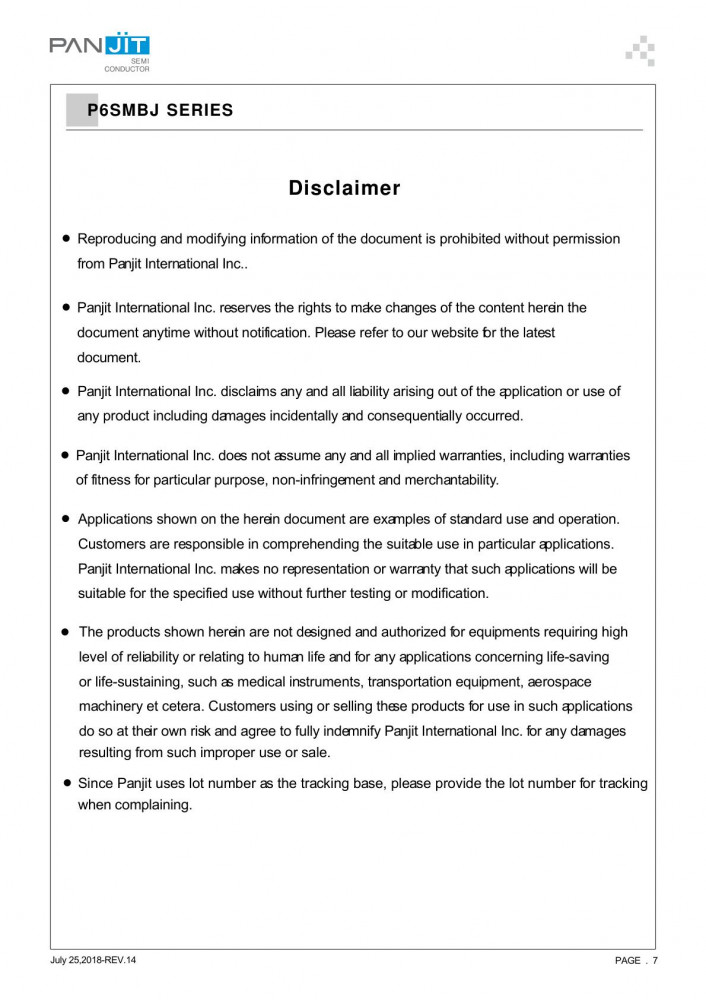 PANJIT P6SMBJ series datasheet page 7