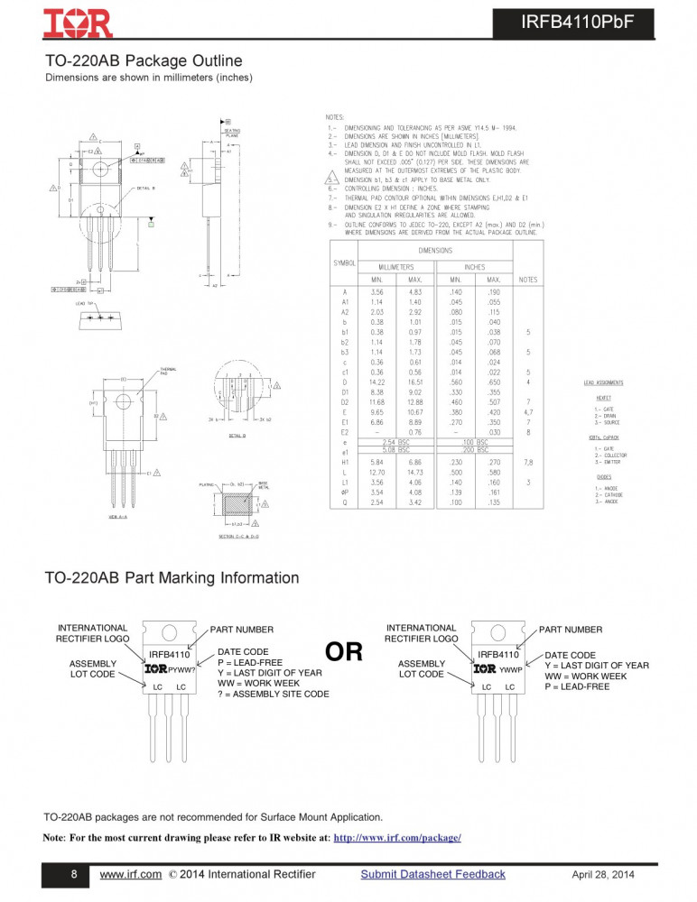 IRFB4110PBF datasheet page 8