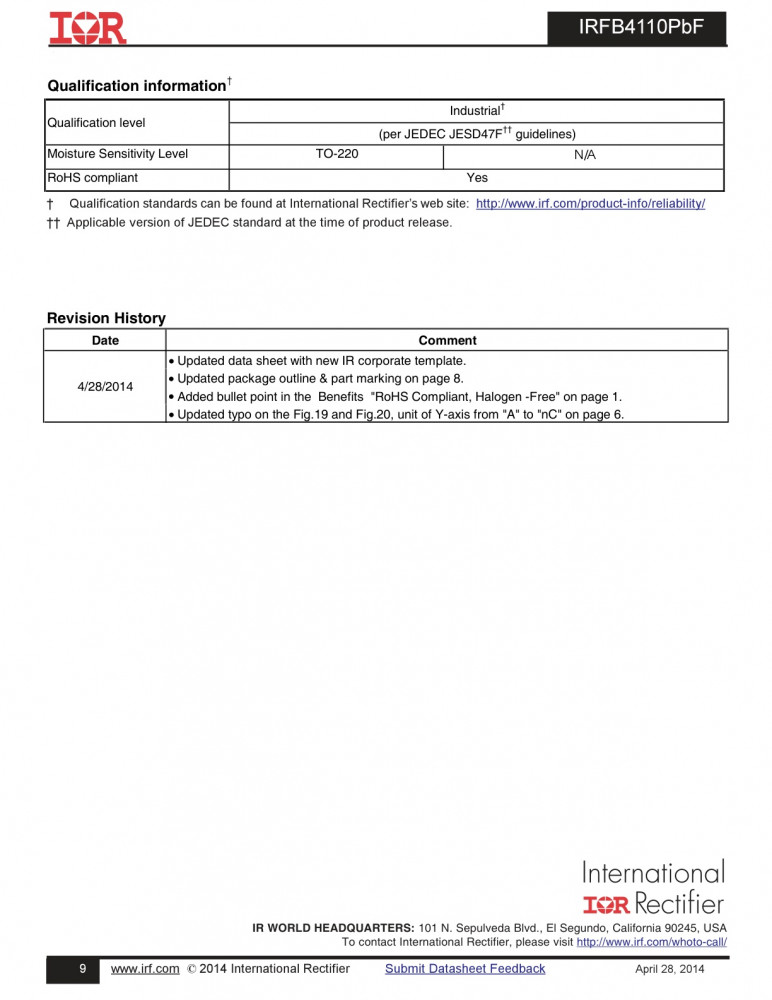 IRFB4110PBF datasheet page 9