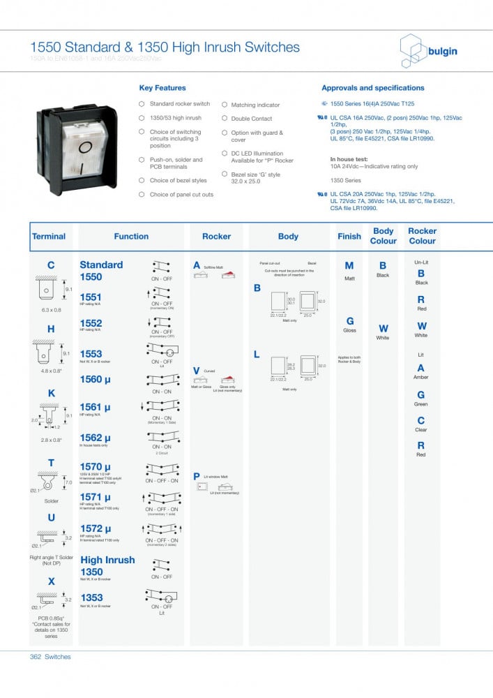 Bulgin switch technical document page 3