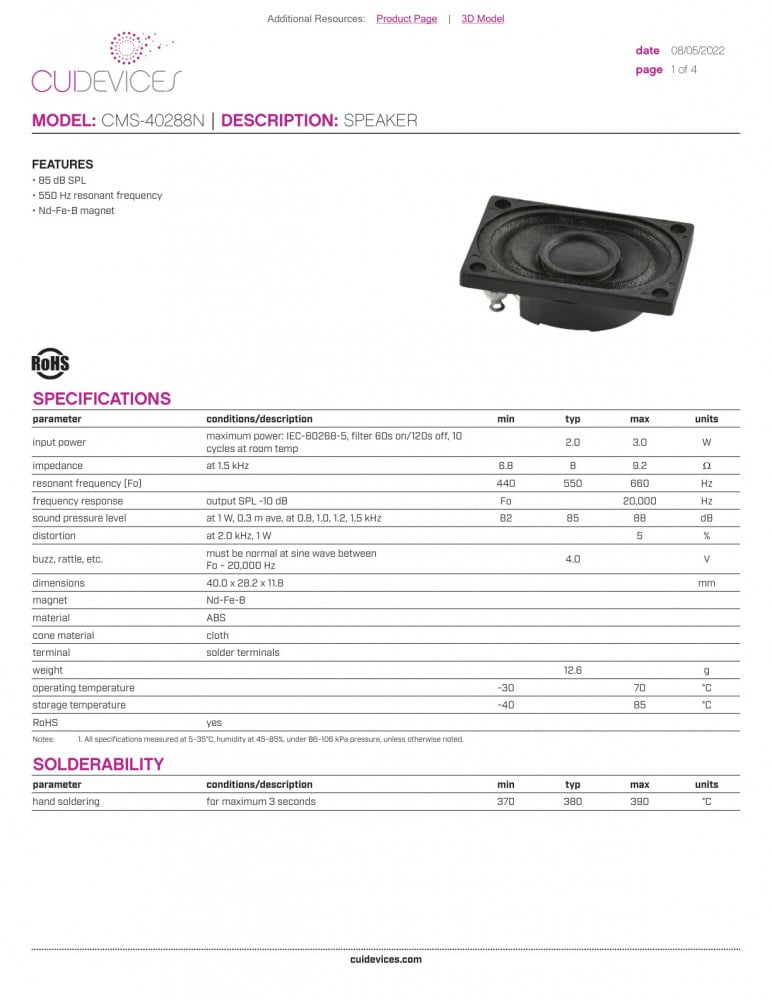 CMS-40288N datasheet page 1