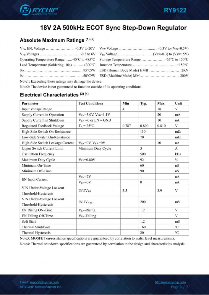 RY9122 datasheet page 3