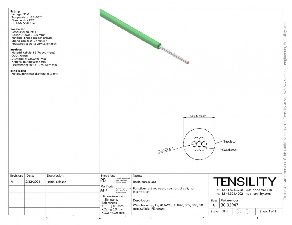 Tensility International 30-02947 product drawing