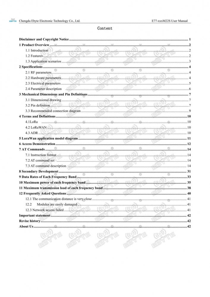 E77-900M22S datasheet page 2