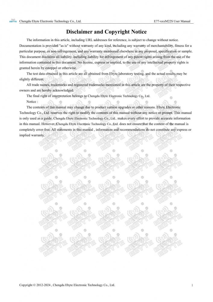 E77-900M22S datasheet page 3