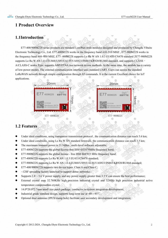 E77-900M22S datasheet page 4