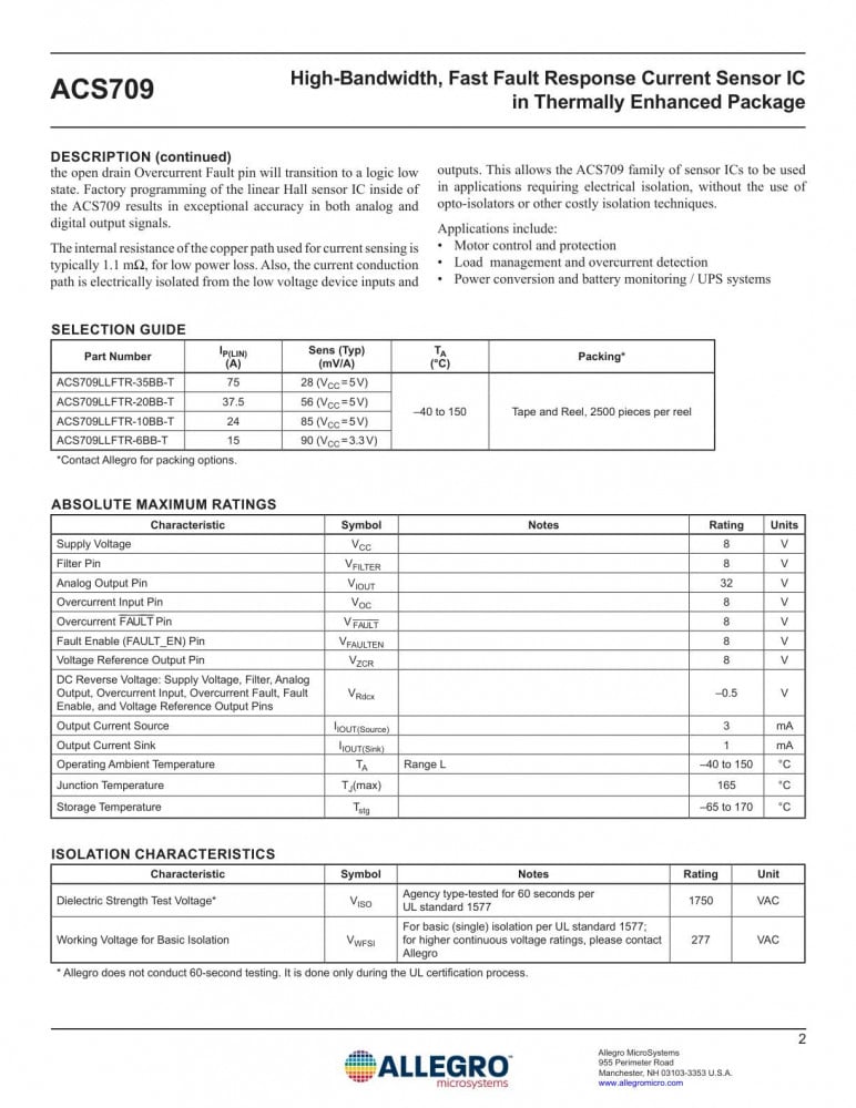 ACS709 datasheet page 2