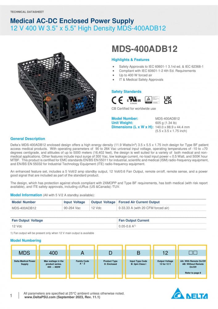 MDS-400ADB12 AA datasheet page 1