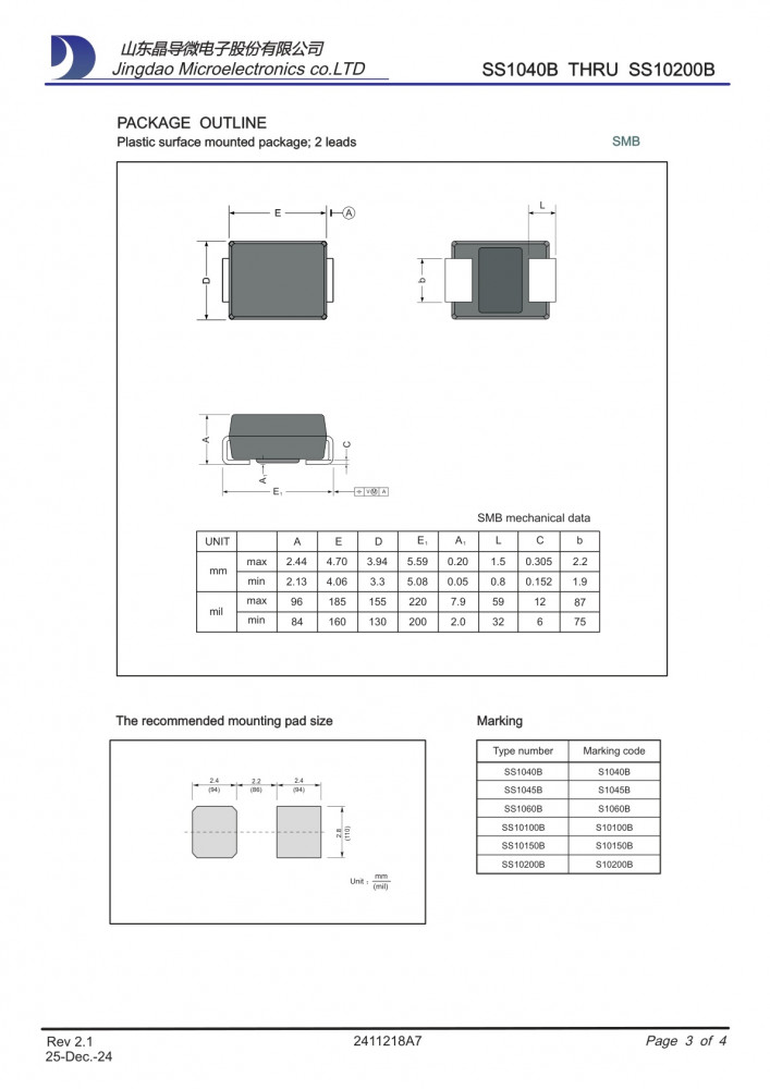 SS1040B datasheet page 3
