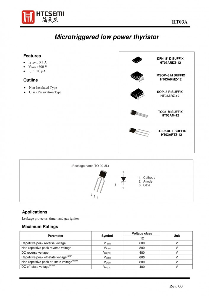 HT03ARTZ datasheet page 1