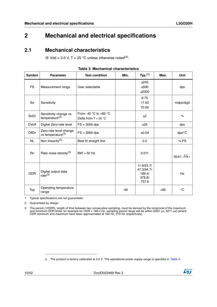 L3GD20H technical document page 10