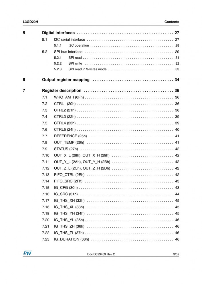L3GD20H technical document page 3