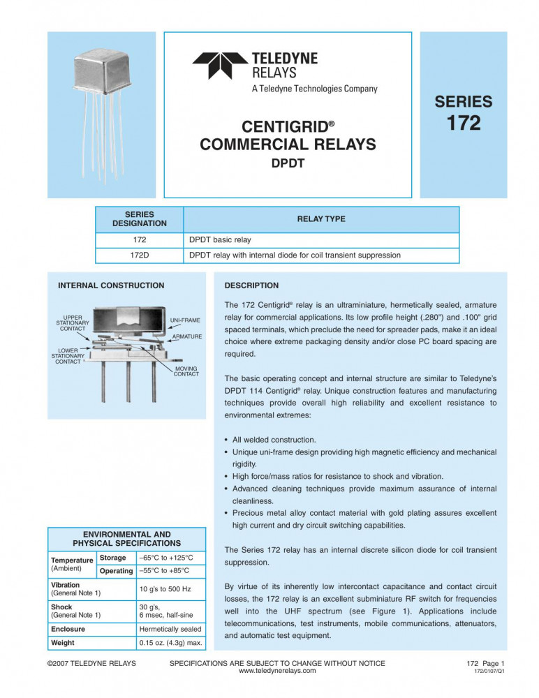Series 172 technical document, page 1