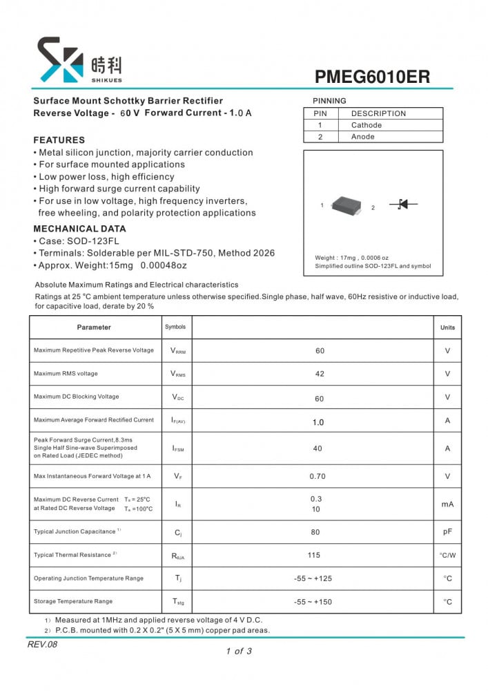 PMEG6010ER datasheet page 1