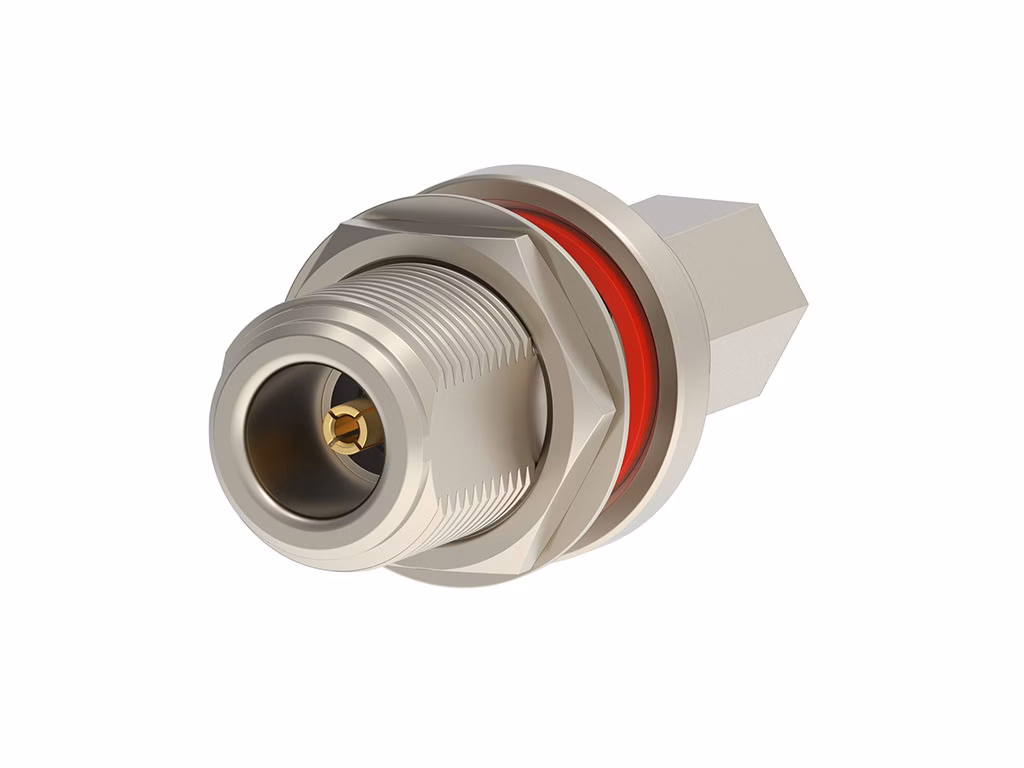 N Plug, Straight, Crimp, LMR-400 Cable, Brass Body, Nickel (Ni) Plated, Tray, 50 Ohms