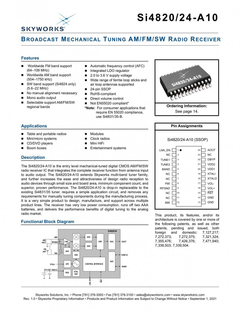 SI4824-A10-CU datasheet page 1