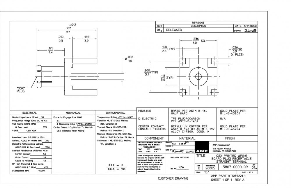 TE Connectivity 1085221-1 technical drawing