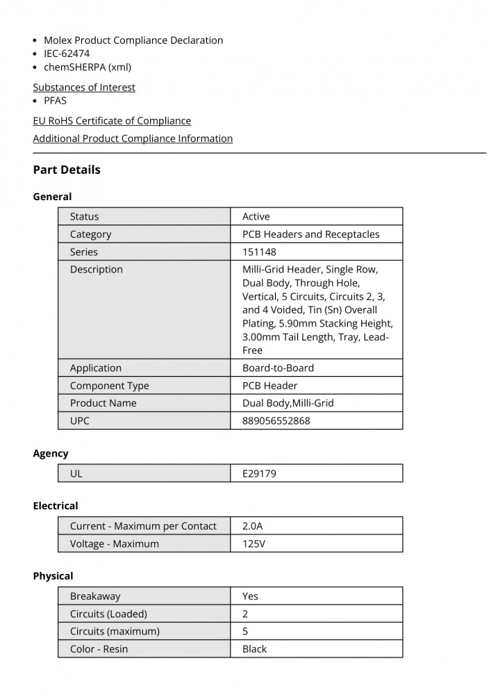 MOLEX 1511480502 technical document image, page 2