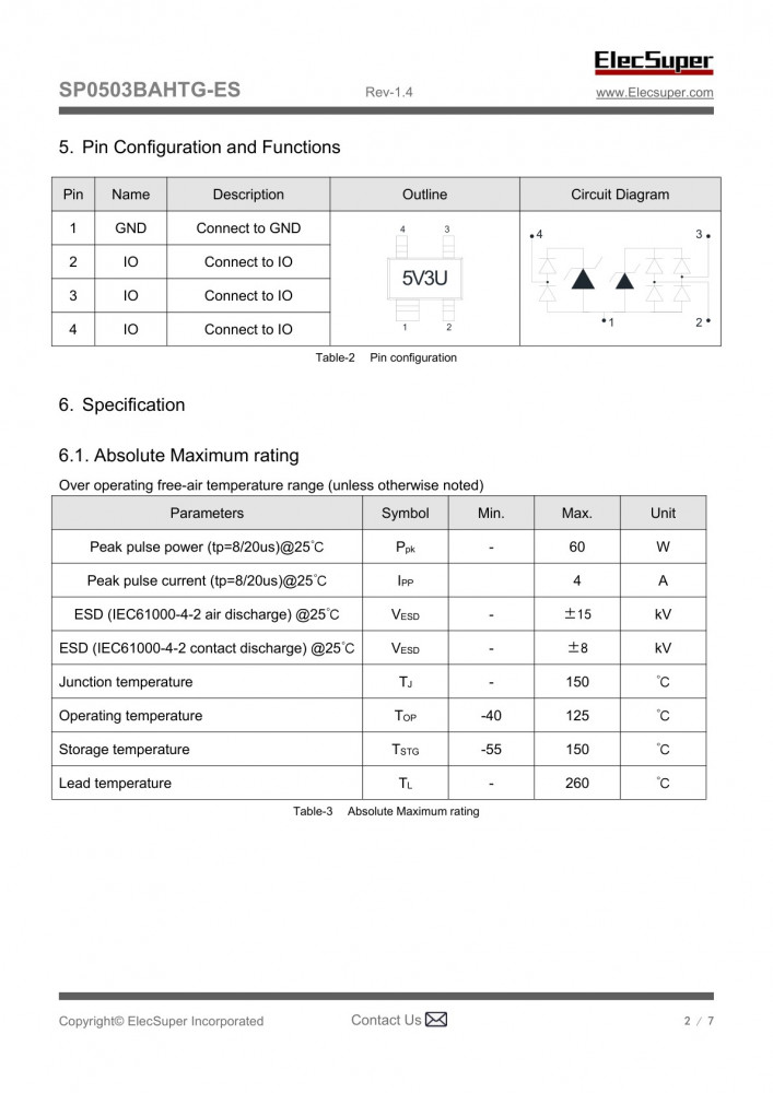 SP0503BAHTG-ES datasheet page 2