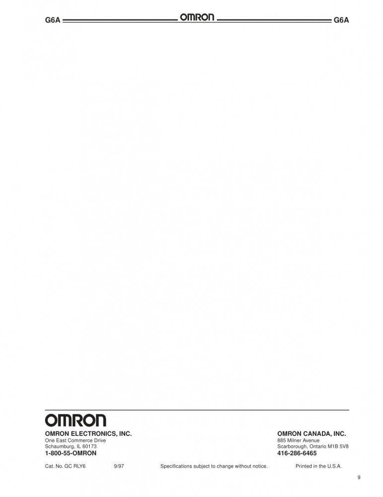OMRON G6A relay datasheet page 9