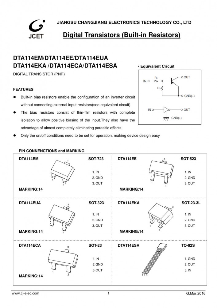DTA114EE datasheet page 1