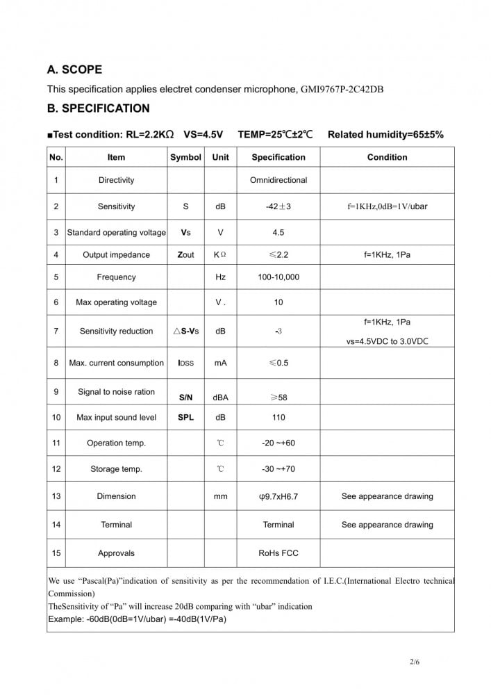 GMI9767P-2C42DB specification page 2