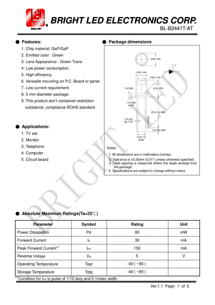 BL-B2441T-AT datasheet page 1