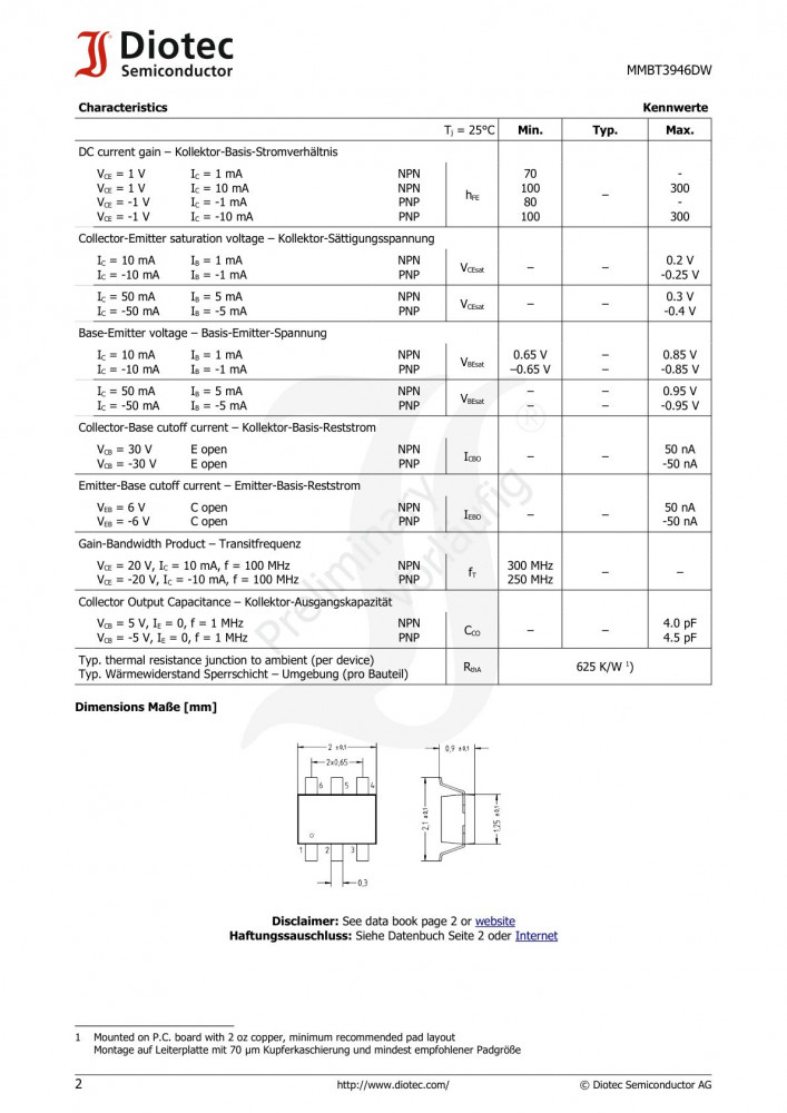 MMBT3946DW technical document page 2