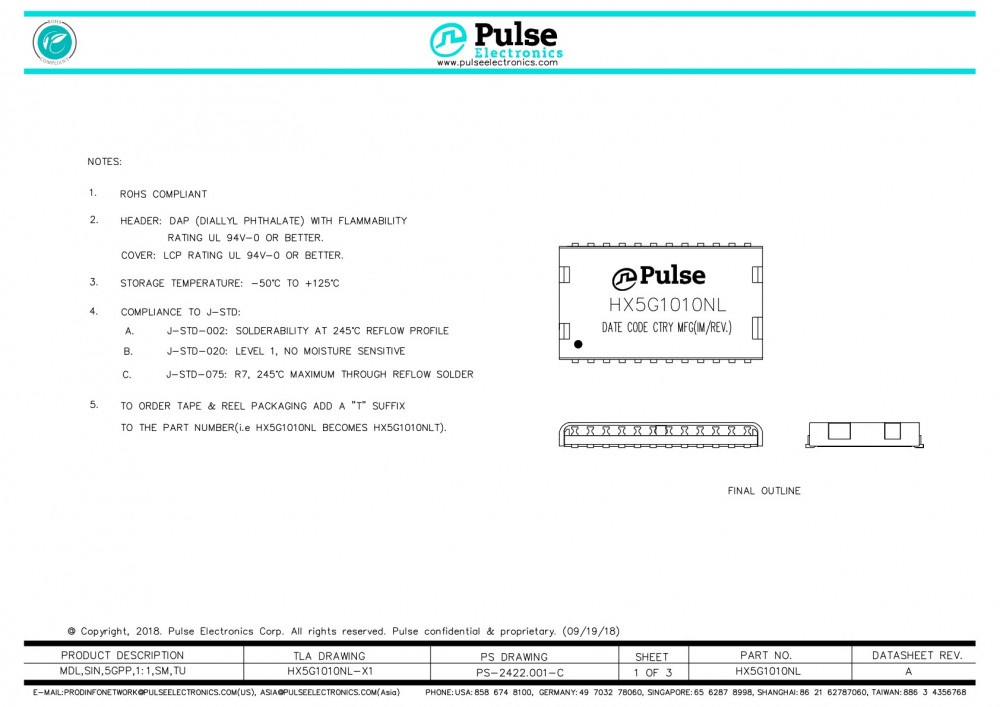 HX5G1010NL datasheet page 1