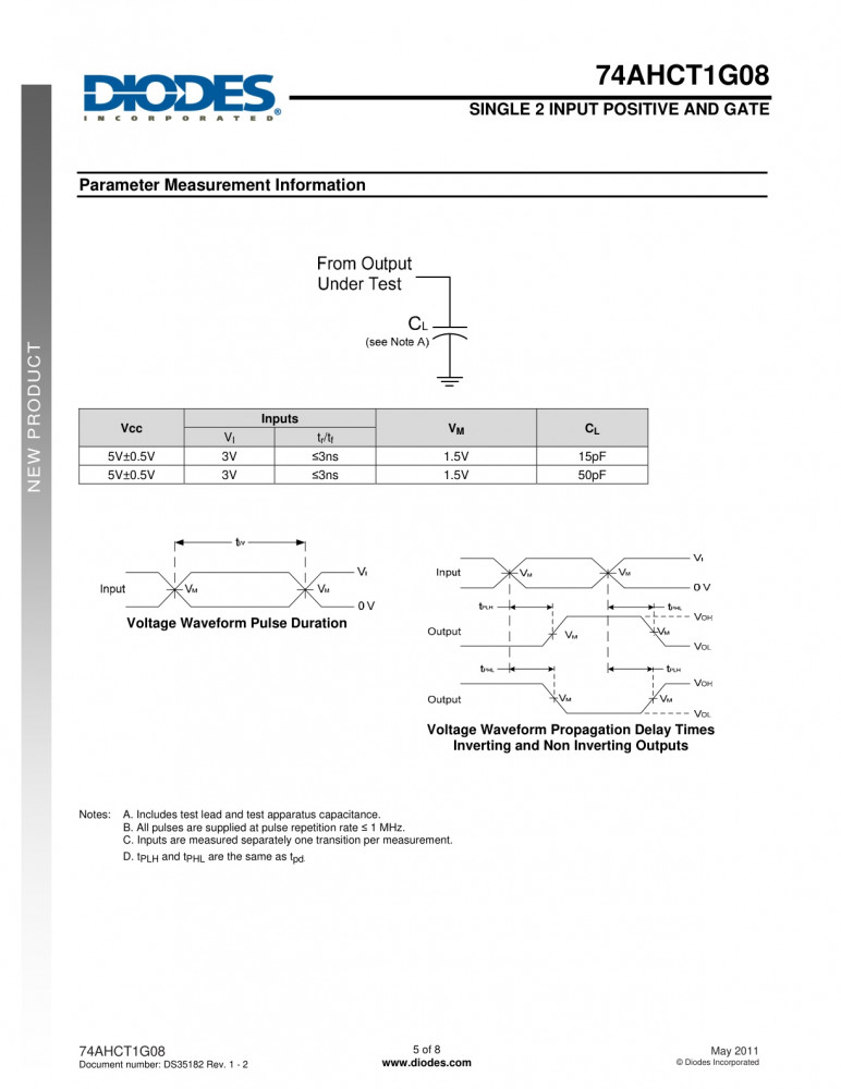 74AHCT1G08W5-7 datasheet page 5