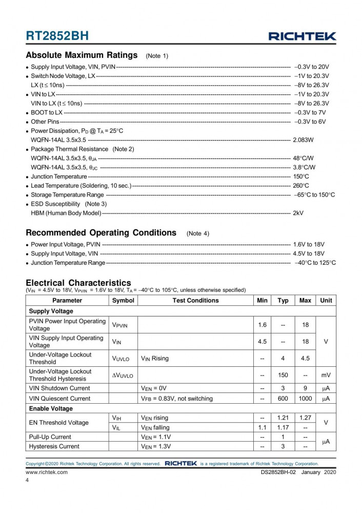 RT2852BH datasheet page 4