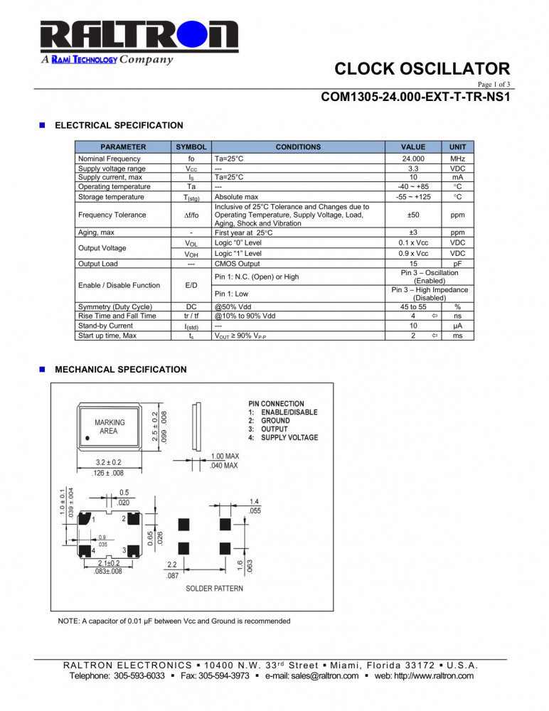 COM1305 datasheet page 1