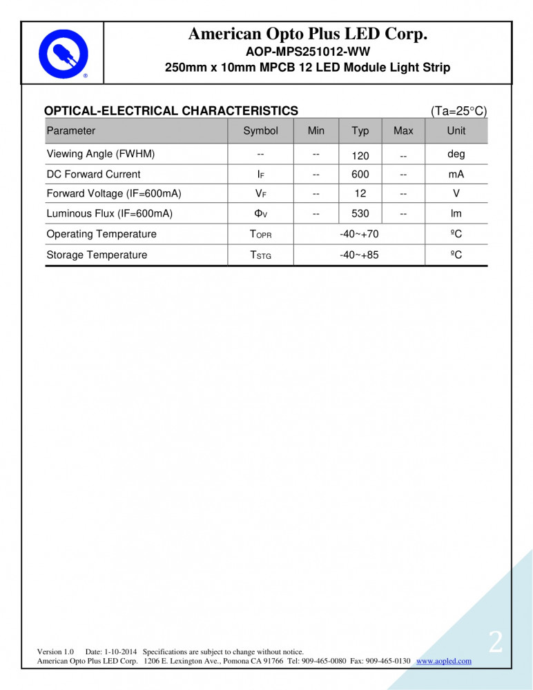 AOP-MPS251012-WW technical document page 2