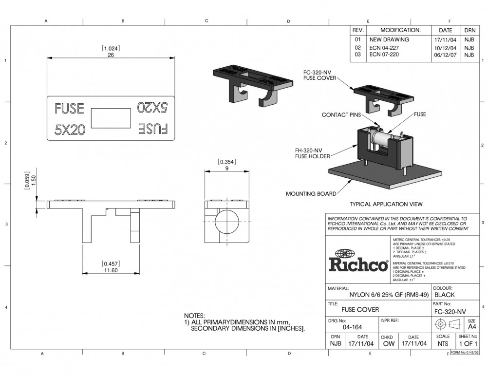 Essentra FC-320-NV technical document page