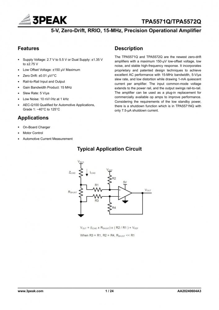 TPA5572Q-SO1R-S datasheet page 1