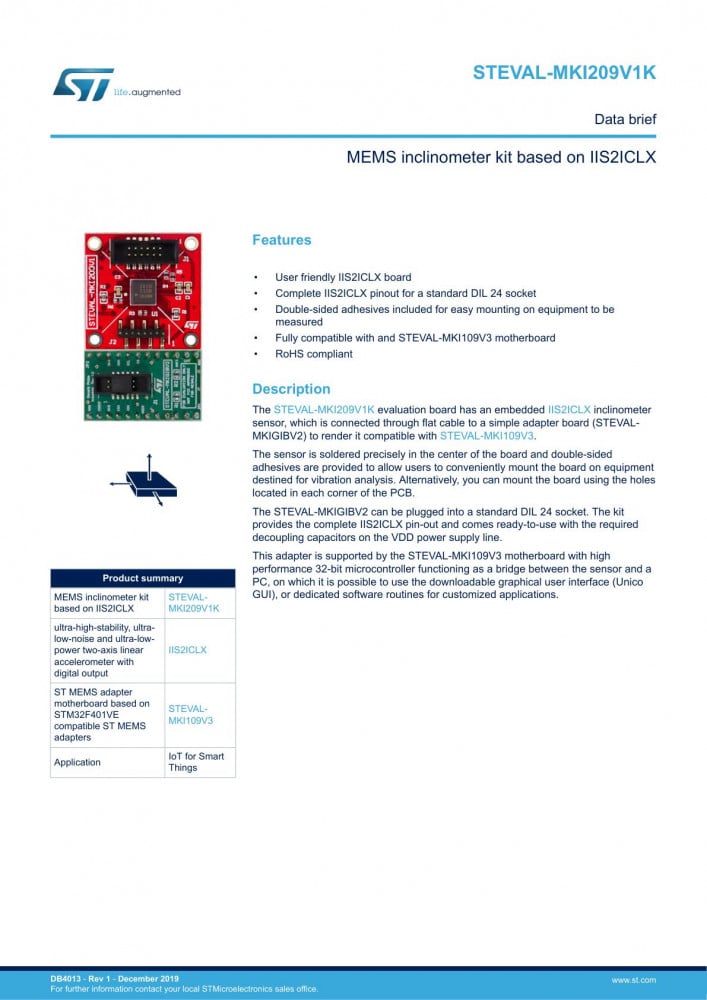 STEVAL-MKI209V1K documentation page 1