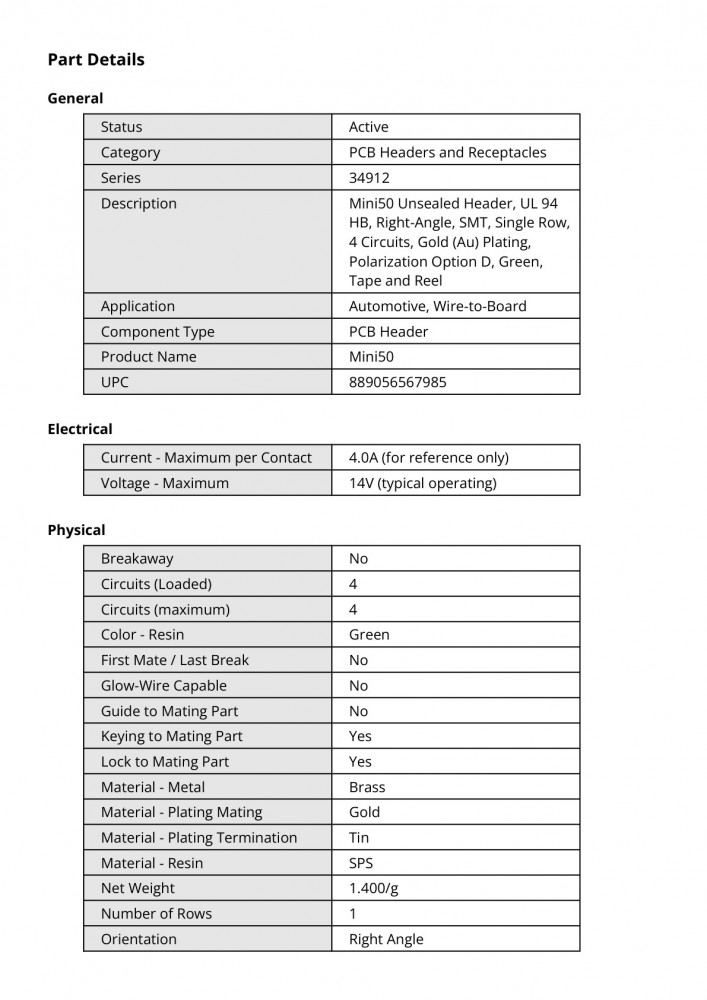 Technical document image 2 for MOLEX 349126043