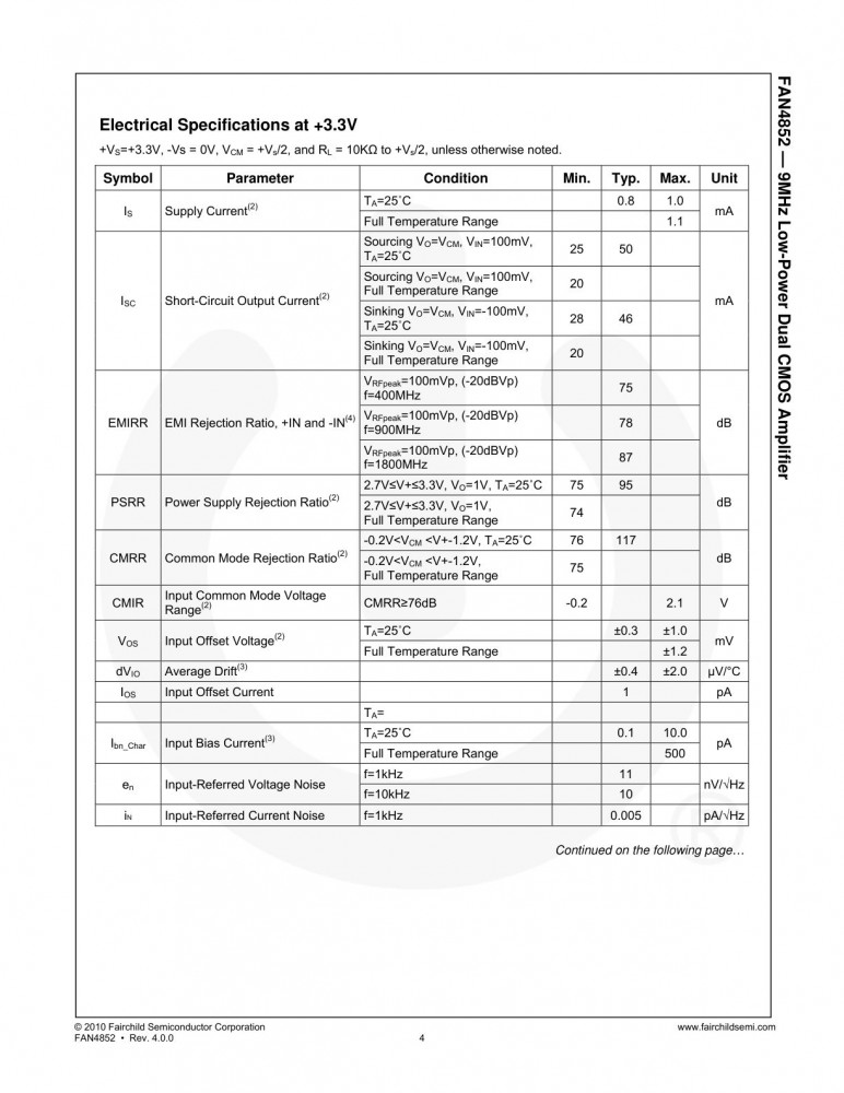 FAN4852 datasheet preview, page 5