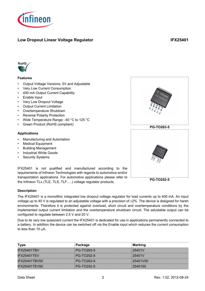 IFX25401 datasheet page 2