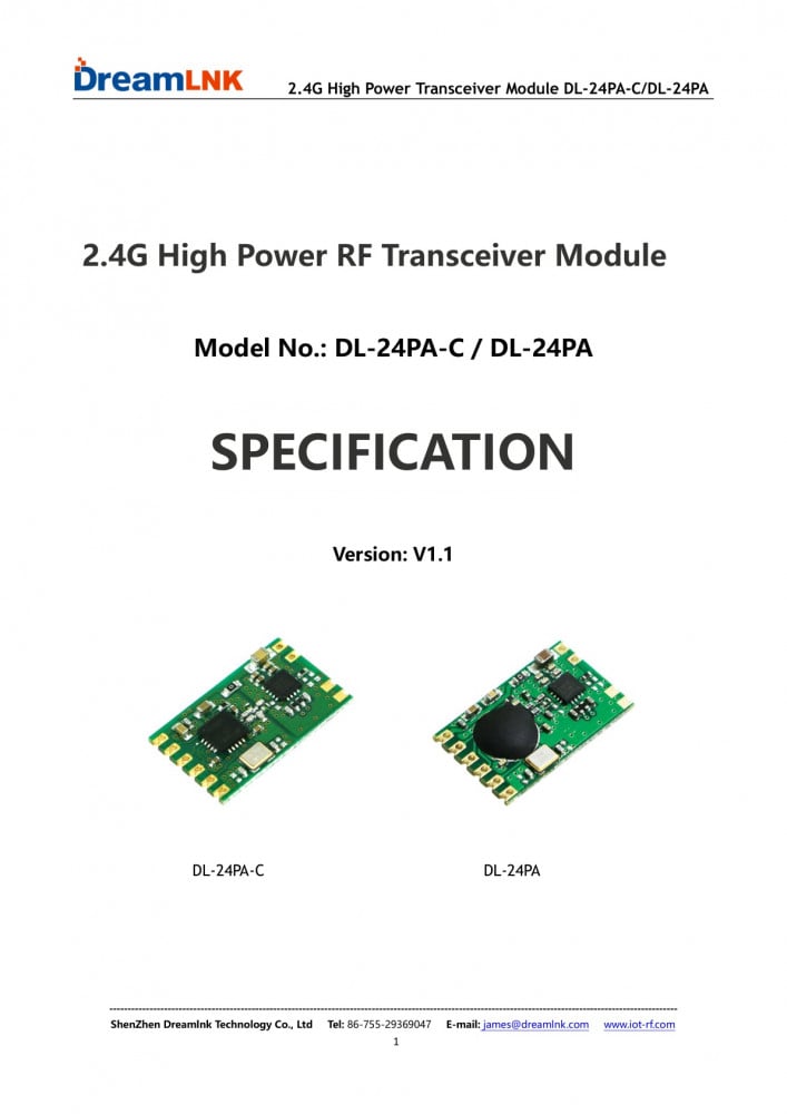 DL-24PA-2.4G datasheet page 1
