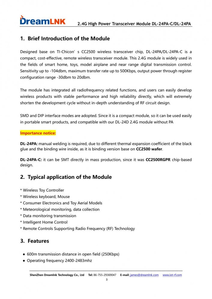 DL-24PA-2.4G datasheet page 3