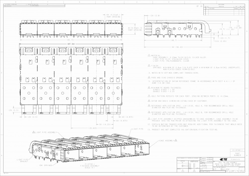 TE Connectivity 2110742-1 drawing page 1
