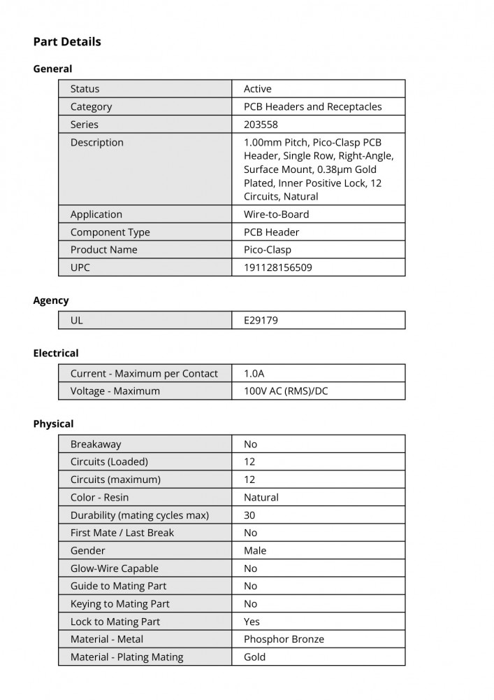 MOLEX 2035581207 product documentation, page 2