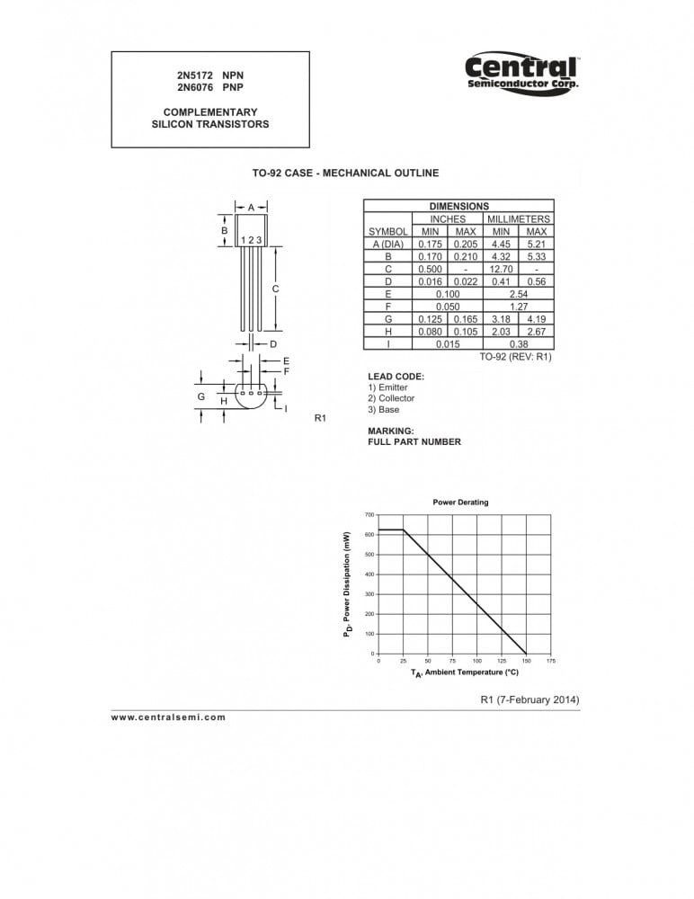 2N5172 PBFREE datasheet page 2