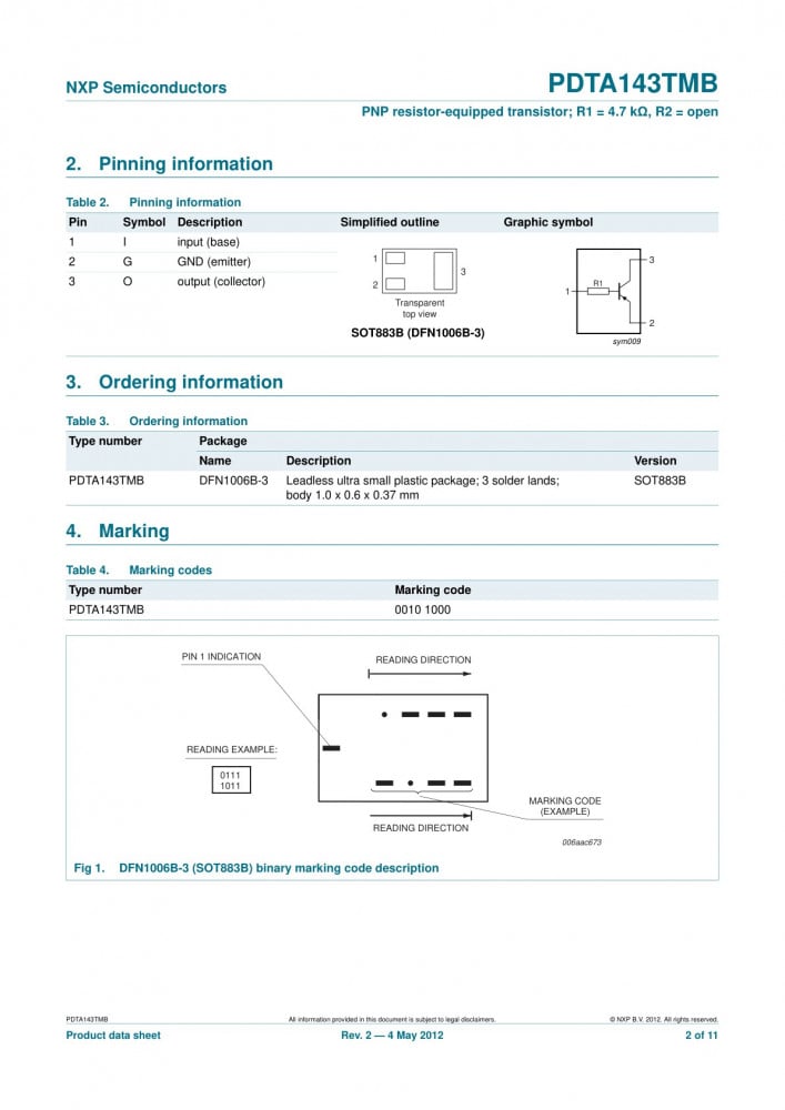 PDTA143TMB datasheet page 3