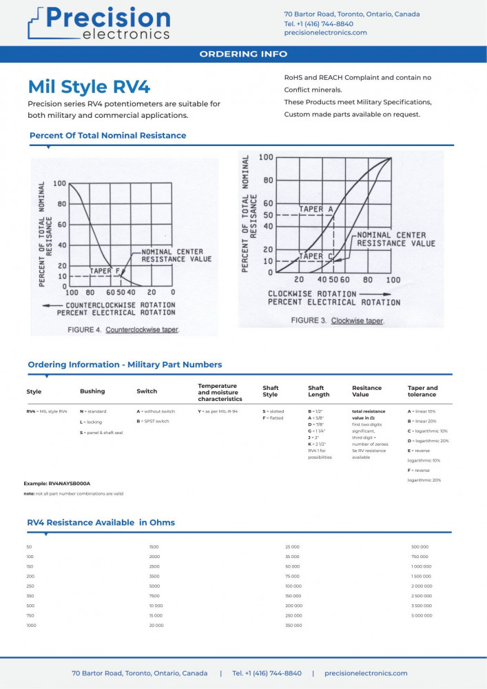 RV4 product specification document, page 3