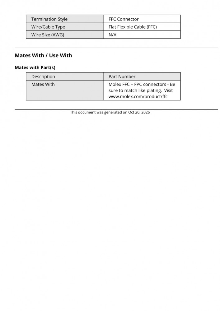 MOLEX FFC family specification, page 3