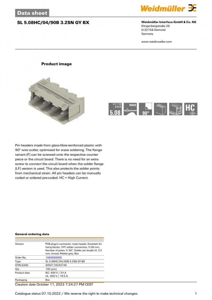 WEIDMULLER 1484690000 documentation page 1