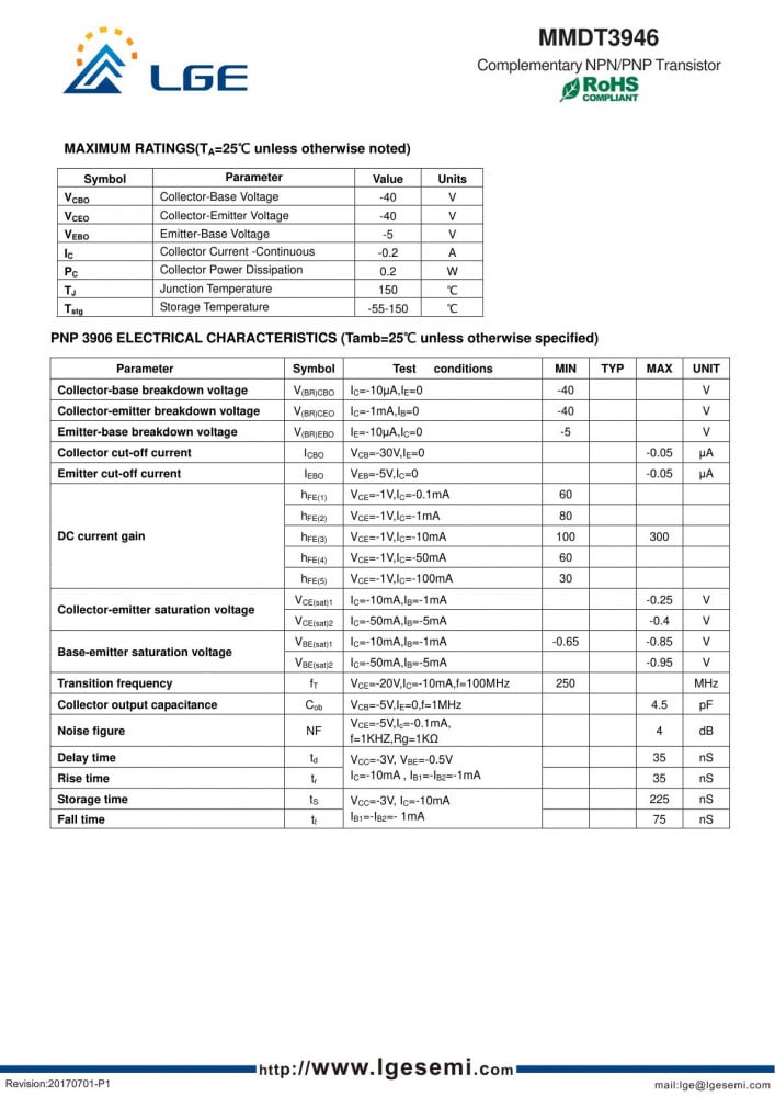 LGE MMDT3946 datasheet page 2