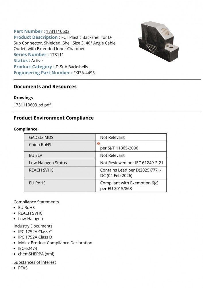 MOLEX 1731110603 drawing preview, page 1